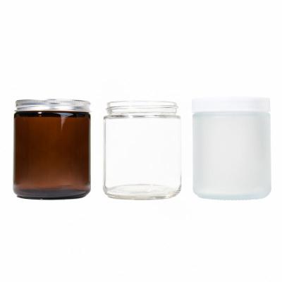 China 100ml 250ml 500ml Empty Amber Candle Jars Custom Label Glass Candle Jars With Metal Lids for sale