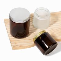 China 100ml 250ml 500ml Empty Amber Candle Jars Custom Label Glass Candle Jars With Metal Lids for sale