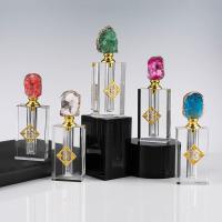 China Wedding Gift Crystal Perfume Bottle 6ml Essential Oil Crystal Bottle With Agate Stone for sale
