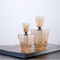China Orange Empty Crystal Perfume Bottles  , Elegant Glass Perfume Bottle For Refillable Gift for sale