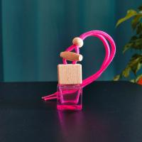 China 8ml Square Glass Car Perfume Bottle with Wooden Lid for sale