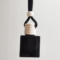 China 8ml Black Glass Car Perfume Bottle with Wooden Lid for sale