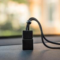 China 8ml Matte Black Square Car Perfume Bottle with Wooden Lid for sale