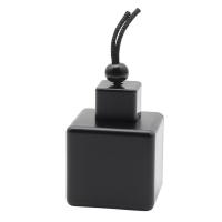 China 8ml Matte Black Square Car Perfume Bottle with Wooden Lid for sale