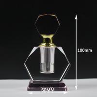 China 6ml Pink Crystal Perfume Bottle with Engraved Design for sale