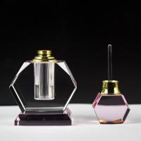 China 6ml Pink Crystal Perfume Bottle with Engraved Design for sale