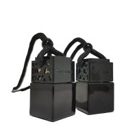 China 8ml Black Square Car Perfume Bottle with Wooden Lid for sale
