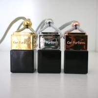 China 8ml Black Square Car Perfume Bottle with Wooden Lid for sale