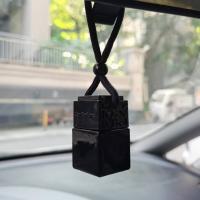 China 8ml Black Square Car Perfume Bottle with Wooden Lid for sale