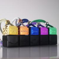 China 8ml Black Square Car Perfume Bottle with Wooden Lid for sale