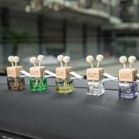 China 6ml Square Glass Car Perfume Bottle with Vent Clip for sale