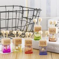 China 6ml Square Glass Car Perfume Bottle with Vent Clip for sale