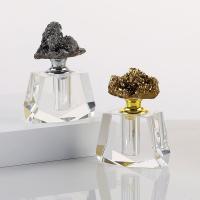 China 60*82mm Laser Engraved Crystal Perfume Bottle with Agata Stone Lids for Essential Oils and Attar for sale