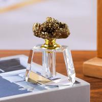 China 60*82mm Laser Engraved Crystal Perfume Bottle with Agata Stone Lids for Essential Oils and Attar for sale