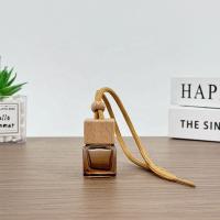 China 8ml Square Colored Bottle Car Perfume Brands Car Air Freshener With Screw Wood Lid for sale