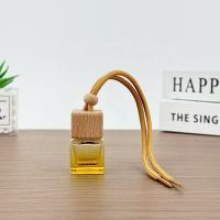 China 8ml Square Colored Bottle Car Perfume Brands Car Air Freshener With Screw Wood Lid for sale