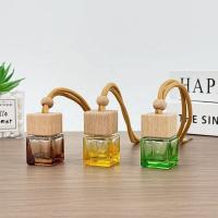 China 8ml Square Colored Bottle Car Perfume Brands Car Air Freshener With Screw Wood Lid for sale