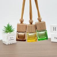 China 8ml Square Colored Bottle Car Perfume Brands Car Air Freshener With Screw Wood Lid for sale