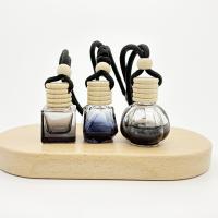 China Square Triangle Black Glass Screw Sealed Car Perfume Bottle with Rubber Stopper Hanging Diffuser for sale