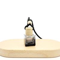 China Square Triangle Black Glass Screw Sealed Car Perfume Bottle with Rubber Stopper Hanging Diffuser for sale