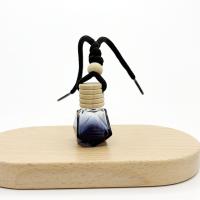 China Square Triangle Black Glass Screw Sealed Car Perfume Bottle with Rubber Stopper Hanging Diffuser for sale