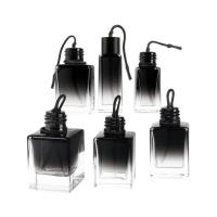 China Square Triangle Black Glass Screw Sealed Car Perfume Bottle with Rubber Stopper Hanging Diffuser for sale