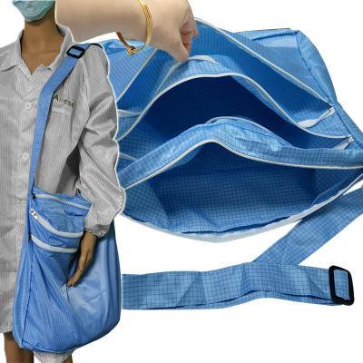 China 3 Zippers Antistatic Cleanroom Bag With Shoulder Strap for sale