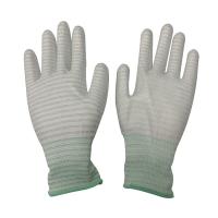 China Cleanroom Polyester Carbon Fiber ESD Anti Static PU Coated Gloves Industrial for sale