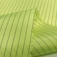 China Cleanroom 5mm Stripe ESD Anti-Static Coverall With Hood Velcro Open Front for sale