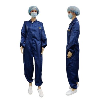 China 5mm Stripe Waterproof Dark Blue Anti Static ESD Washable Coverall Without Hood for sale
