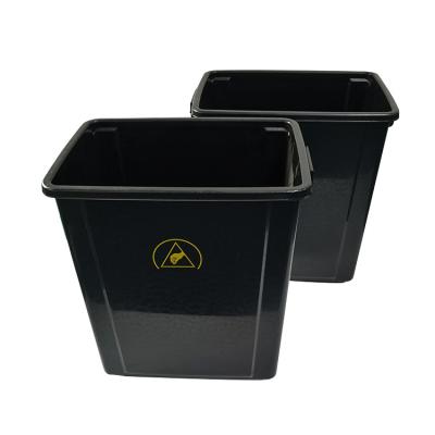 China Black Plastic Antistatic Electrostatic Cleanroom Tool Box Trash Can / ESD Waste Bin for sale