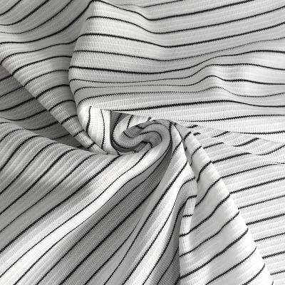 China 2*2 Rib ESD Fabric Elastic Antistatic Yarn Knit 6MM Stripe 240gsm Polyester for sale