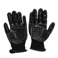 China Nitrile Pet Grooming Gloves Massage Cleaning Combing Hair Remover for sale