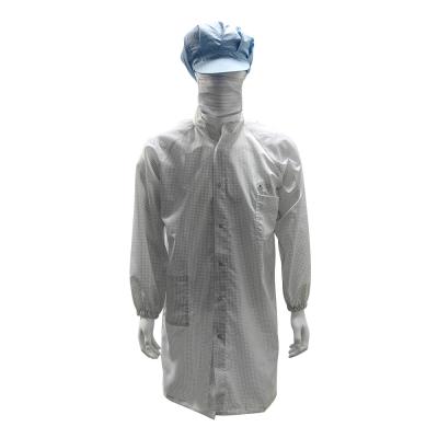 China 98% Polyester+2% Carbon Fiber 5mm Grid ESD Antistatic Safety Coat Breathable Mesh Back For Cleanroom for sale