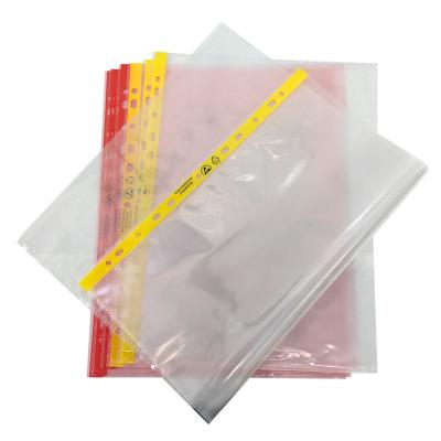 China 11 Hole Pink or Yellow Cleanroom File Bag A4 A3 Dust-Free ESD Anti-Static Document Bag for sale