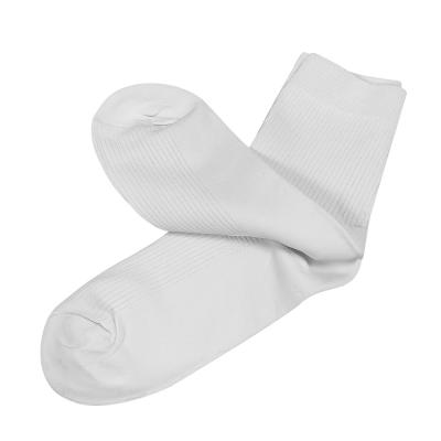 China High Quality White Dust Free Cotton Sweat Absorbing Antibacterial Socks Cleanroom Socks with Elastic Closure for sale