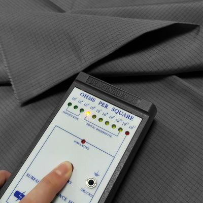 China Black 4mm Grid 33% Cotton 2% Carbon Fiber Antistatic TC Fabric For ESD Working Clothes for sale