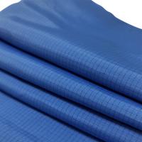 China Blue 65% Polyester 32% Cotton 2% Carbon Fiber ESD Fabric Black 4mm Grid Conductive Wire Red Anti Static TC Fabric for sale