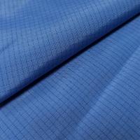 China Blue 65% Polyester 32% Cotton 2% Carbon Fiber ESD Fabric Black 4mm Grid Conductive Wire Red Anti Static TC Fabric for sale