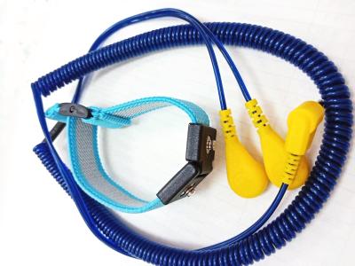 China ESD Dual Wire Electrostatic Discharge Band Adjustable PU Cord 4mm Snap for sale