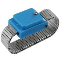 China 1 Meg Ohm Resistor ESD Safe Silver Black Blue Metal Cordless Anti-static Wrist Band for sale