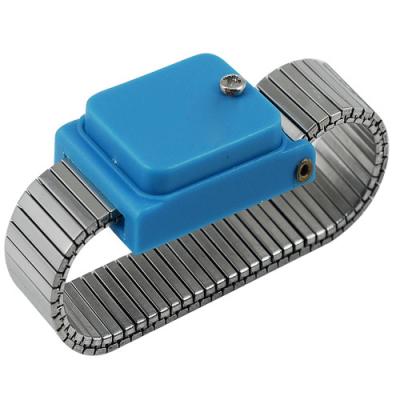 China 1 Meg Ohm Resistor ESD Safe Silver Black Blue Metal Cordless Anti-static Wrist Band for sale