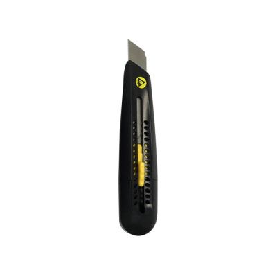 China Stainless Steel ESD Office Supplies Safe Knife Black Conductive ABS Handle Retractable Blade for sale