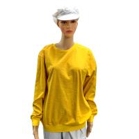 China Yellow 5mm Stripe 99% Cotton+1% Carbon Fiber ESD Anti-static Long Sleeve Shirt For Laboratory for sale