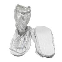 China ESD Shoes Anti Static White 5mm Gird Fabric ESD Safety Booties Cleanroom Dustproof Boot for sale