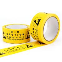 China Yellow ESD Anti Static Warning Tape Chinese Or English Identification Tape Protection Zone PVC Floor Tape for sale