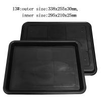 China 338x255x30mm Anti Static Square Tray Black Plastic Rectangular Shallow Tray ESD Electronic Circle Turntable for sale