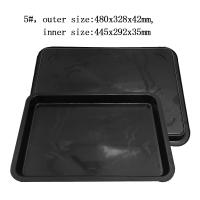China 480x328x42mm Anti Static Square Tray Black Plastic Square Basin ESD Turnover Box Electronic Parts Material Box Storage Plastic Tray for sale