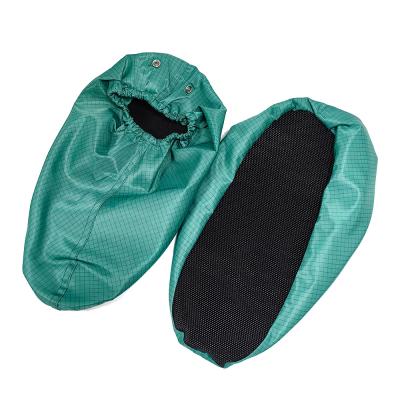 China Cleanroom Green PVC Soft Sole ESD Workshop Factory Antistatic Anti-slip Shoe Cover for sale