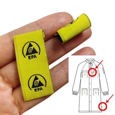 China ESD Antistatic EPA Warning Sign Embroidery Cloth Sticking Cleanroom Clothing Label Accessories for sale